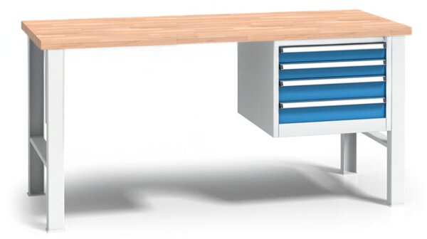 Výškovo nastaviteľný pracovný stôl do dielne WL so závesným boxom na ...