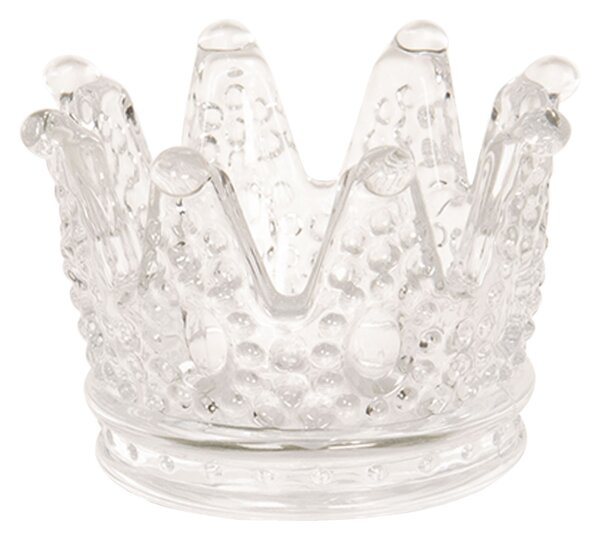 Sklenený svietnik v tvare koruny - Ø 8 * 5 cm - Clayre & Eef | FAVI.sk