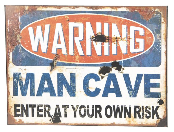 Nástenná kovová ceduľa Warning Man Cave - 30 * 40 cm - Clayre & Eef ...