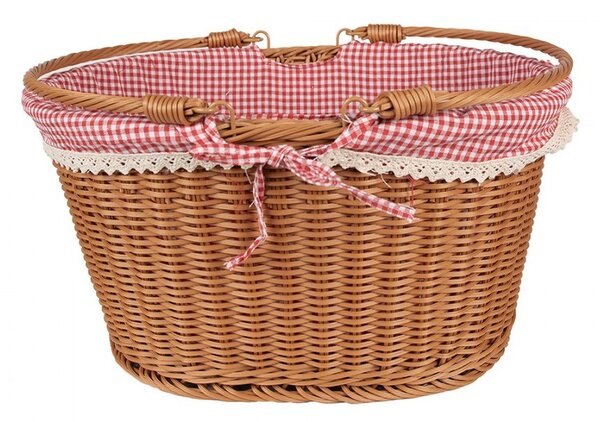 Hnedý prútený košík s uchami a bavlnenou vložkou - 38*30*21 cm - Clayre ...