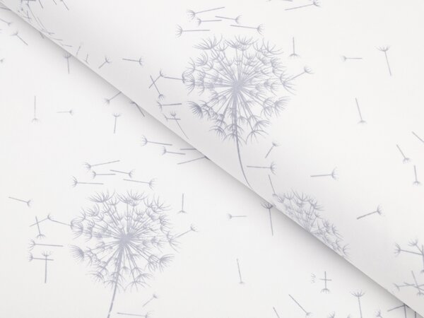 Biante Dekoračný behúň na stôl Sofia SF-008 Strieborné jesenné púpavy na bielom 20x120 cm | FAVI.sk