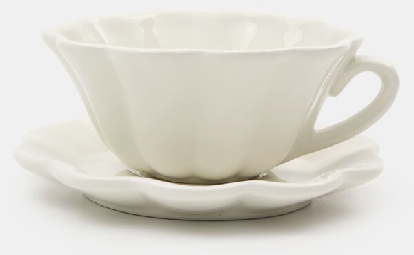 Sinsay - Keramická sada šálky s tanierikom v tvare kvetu - biela | FAVI.sk