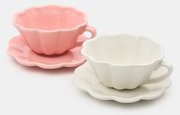 Sinsay - Keramická sada šálky s tanierikom v tvare kvetu - biela | FAVI.sk