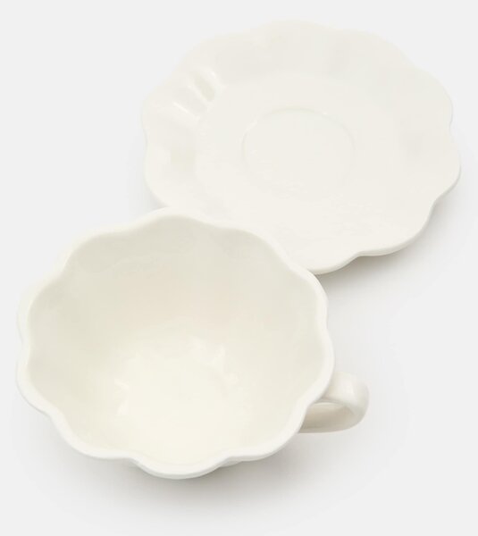 Sinsay - Keramická sada šálky s tanierikom v tvare kvetu - biela | FAVI.sk