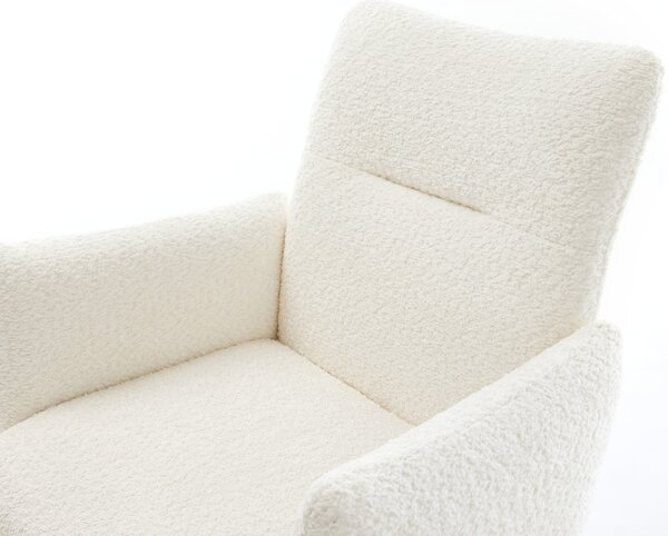 DELIFE Jedálenská stolička Jova-Flex s opierkami bouclé biela 4-nohá ...