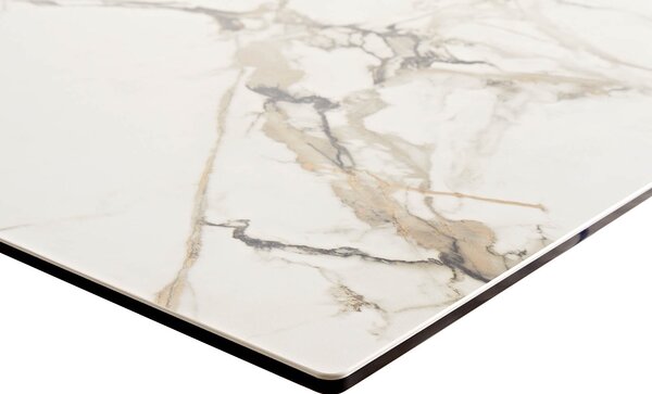 DELIFE Jedálenský stôl Edge 200x100 keramika Calacatta Luxe bielo-zlato-šedá Spider plochá oceľ ...