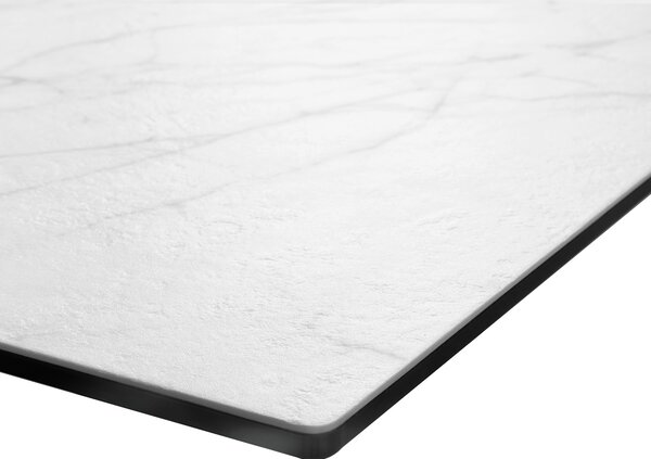 DELIFE Jedálenský stôl Edge 200x100 cm keramika Laminam® Statuarietto biela podstava v tvare V ...