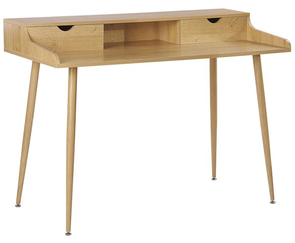 Písací stôl 120 x 60 cm kovové nohy z ľahkého dreva MDF s 2 zásuvkami ...