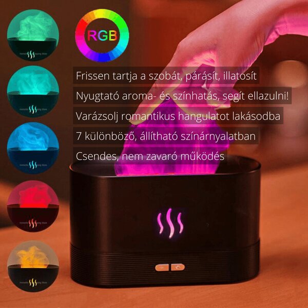 Aromaterapeutický zvlhčovač vzduchu Afire Flame - 180 ml - Farebný ...