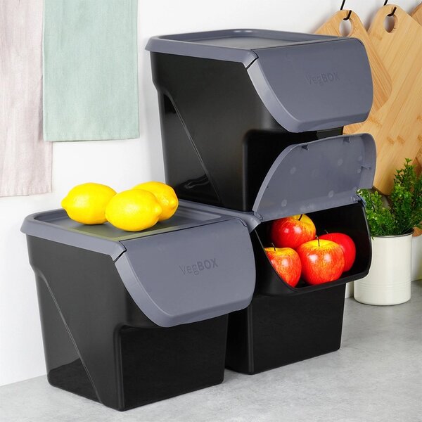 VILDE Úložný box na zemiaky a cibuľu s vetraním, VEGBOX sivý (14l ...
