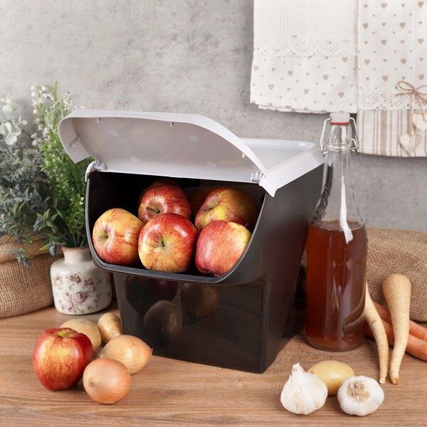 VILDE Úložný box na zemiaky a cibuľu s vetraním, VEGBOX sivý (14l ...