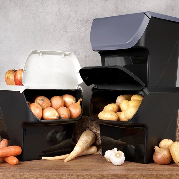 VILDE Úložný box na zemiaky a cibuľu s vetraním, VEGBOX sivý (14l ...