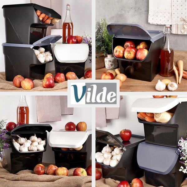 VILDE Úložný box na zemiaky a cibuľu s vetraním, VEGBOX sivý (14l ...