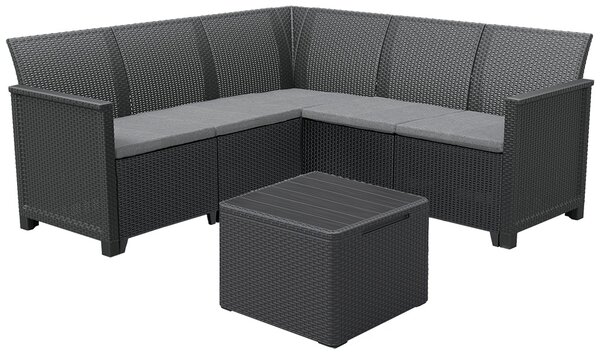 KETER EMMA CORNER 5 SEATER Set záhradný s úložným stolom, grafit/sivá ...