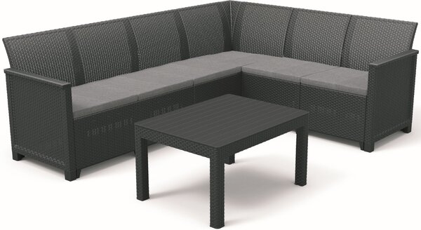 KETER EMMA CORNER 6 SEATER Set záhradný, grafit/sivá 17210757 | FAVI.sk