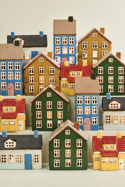 Keramický svietnik Nyhavn Green Yellow Door | FAVI.sk