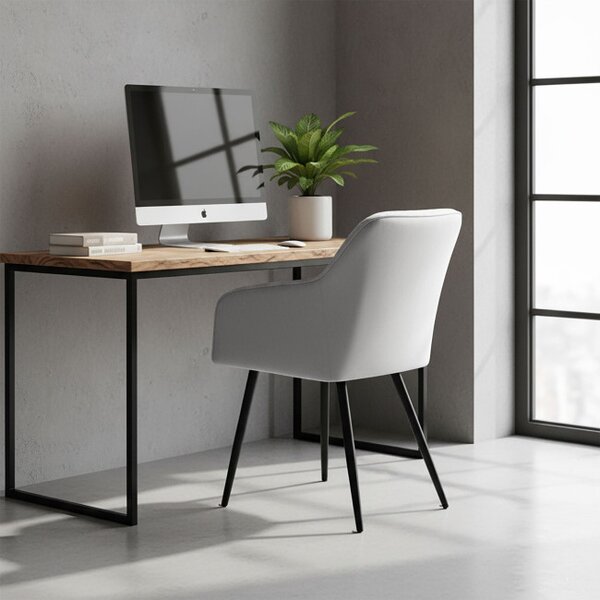 Sada štyroch jedálenských stoličiek ESTELLE zamatové, sivé / čierne ...