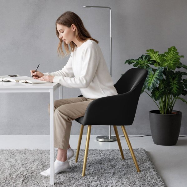 Sada štyroch jedálenských stoličiek ESTELLE zamatové, čierne / zlaté ...