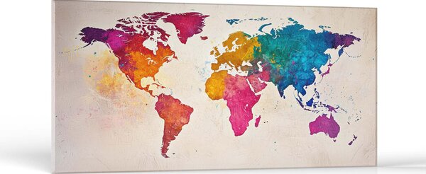 Mapy Farebná mapa sveta | Obrazy Vintessia Rozmery panoráma: 20x40 ...