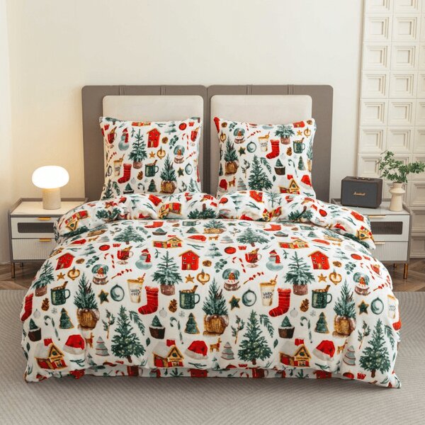 Sada mikroplyšových obliečok FESTIVE MAGIC biele + obliečka mikroplyš ...