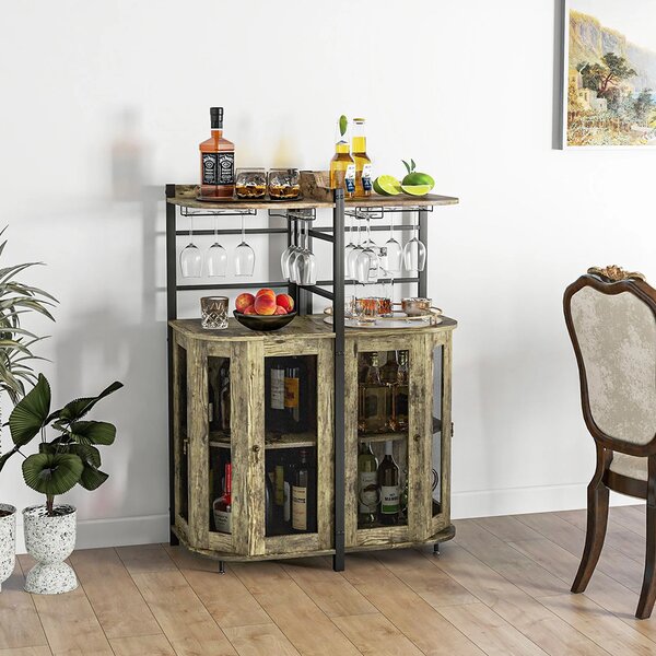 Rohový barový kabinet s držiakom na poháre | FAVI.sk