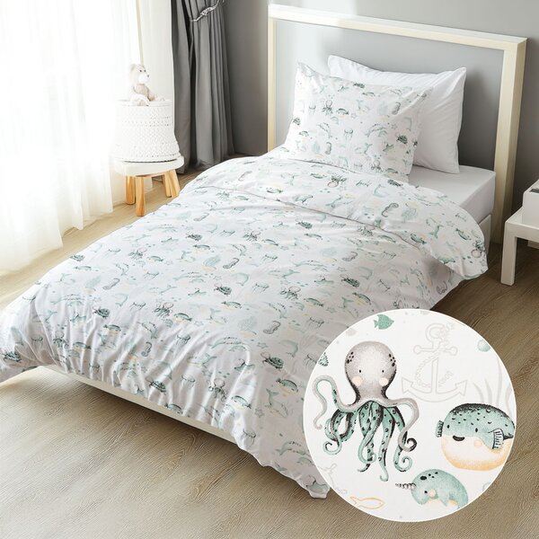 Biante Detské bavlnené posteľné obliečky Sandra SA-688 Morský svet ...