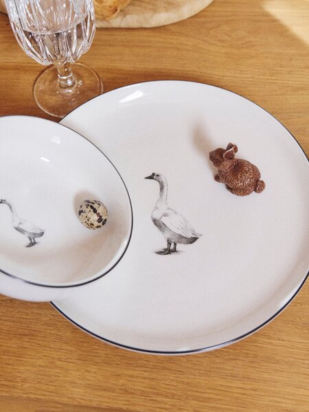 Sinsay - Sada 2 keramických tanierov s motívom husi - čierna | FAVI.sk