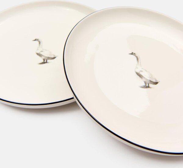 Sinsay - Sada 2 keramických tanierov s motívom husi - čierna | FAVI.sk