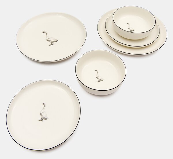 Sinsay - Sada 2 keramických tanierov s motívom husi - čierna | FAVI.sk