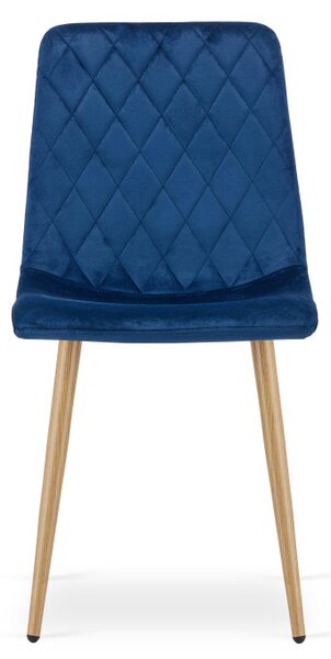 Set dvoch jedálenských stoličiek TURIN zamatový tmavomodrý (naturálne ...