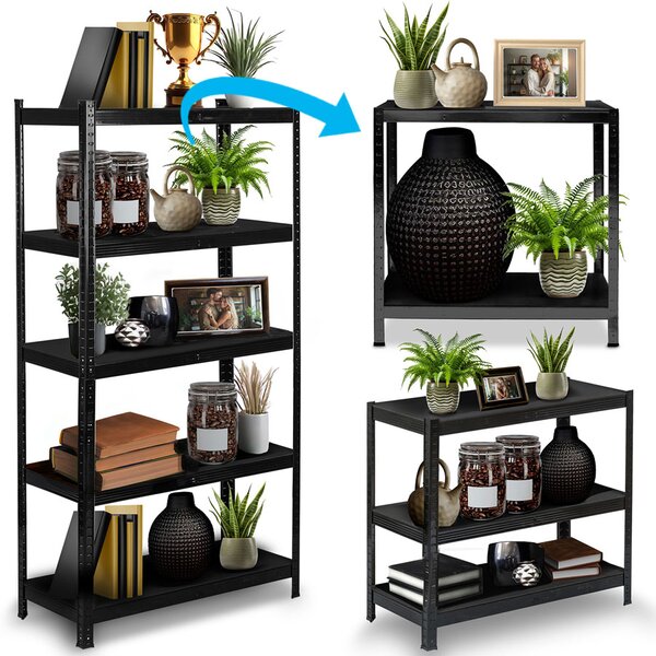 Kovový úložný regál 180 x 90 x 40 cm Humberg HR-851 čierny | FAVI.sk