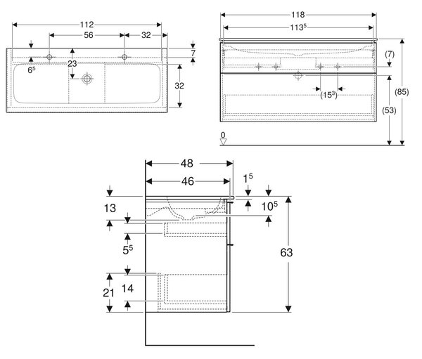 Geberit iCon umývadlo so skrinkou 120 cm dąb 502.334.JH.1 | FAVI.sk