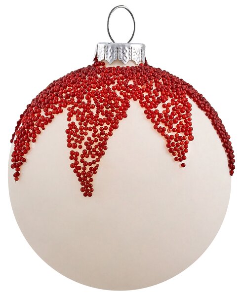 Sada 50 vianočných ozdôb červená biela sklo závesné dekorácie na ...