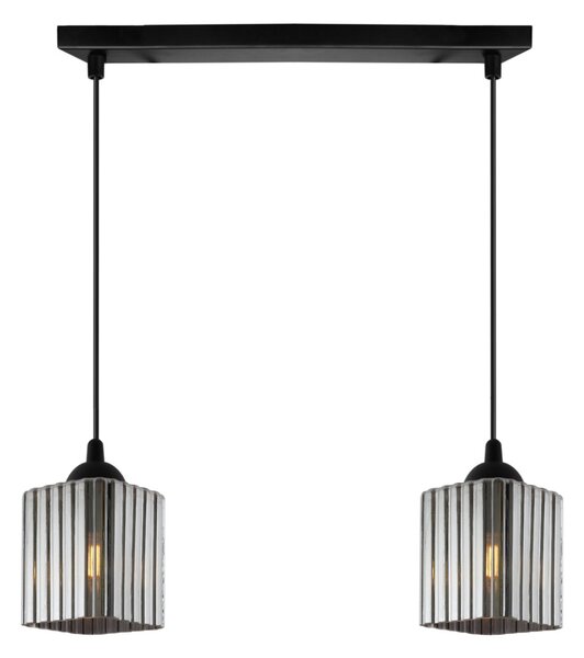 Závesné svietidlo Riffle Square, 2x grafitové sklenené tienidlo, b ...