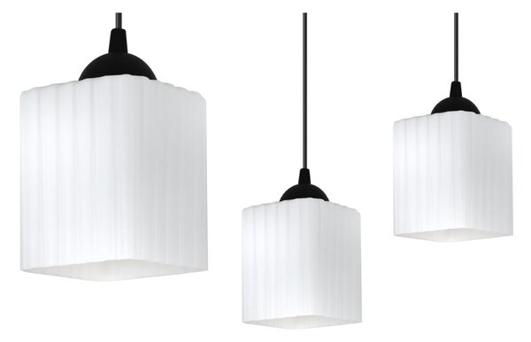 Závesné svietidlo Riffle Square, 1x biele sklenené tienidlo, b | FAVI.sk