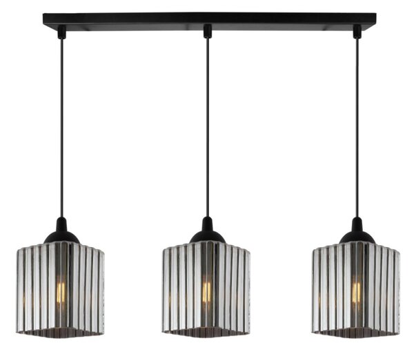 Závesné svietidlo Riffle Square, 3x grafitové sklenené tienidlo, b ...