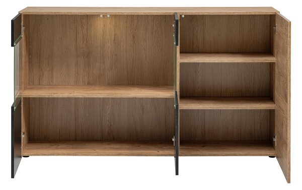 NovýNábytok.sk Vitrína Aruno AR SB (dub ribbeck + čierna) (s osvetlením ...