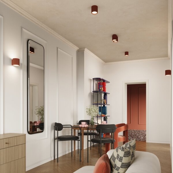 Sollux SL.1799 - Bodové svietidlo AURA 1xGU10/10W/230V priemer 10 cm oranžové | FAVI.sk